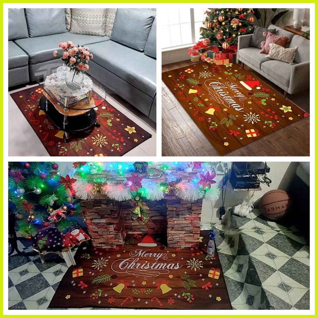 80*120cm Christmas Carpet Santa Claus Non-slip Living Room Carpet ...