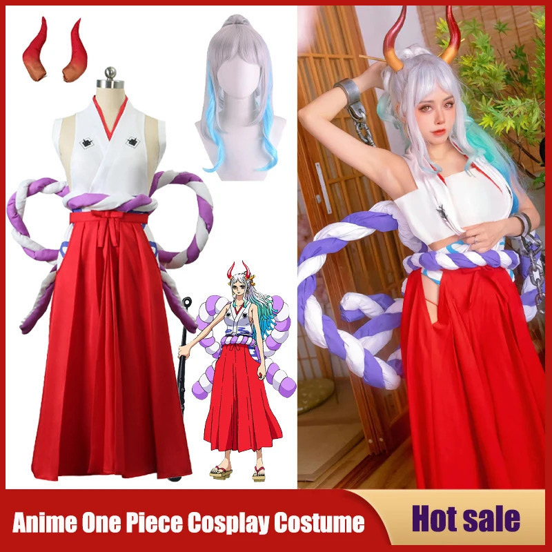 § Anime One Piece Cosplay Costume Yamato COS Kimono Uniform Wig Skirt ...