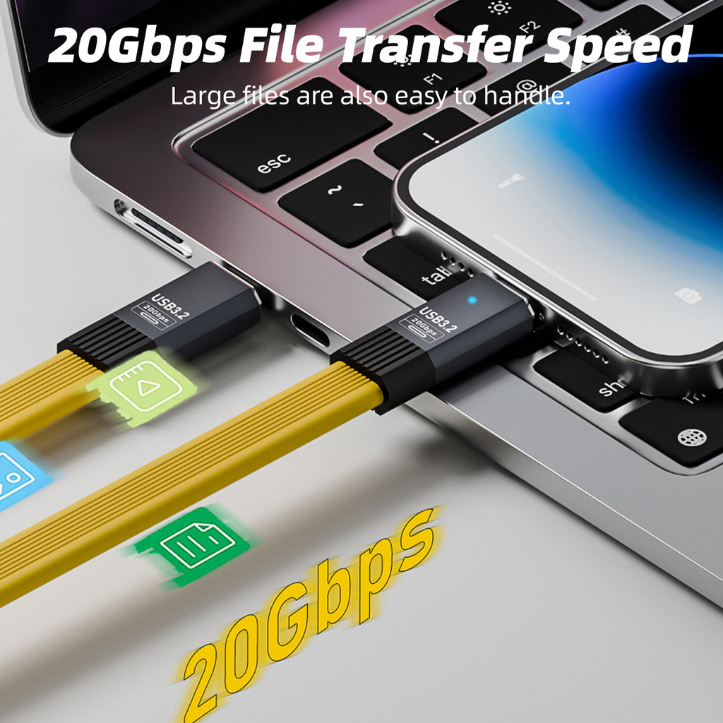 USB3.2 Data Cable 20Gbps USB C to Type C Short Cable ThunderBolt 3 PD ...