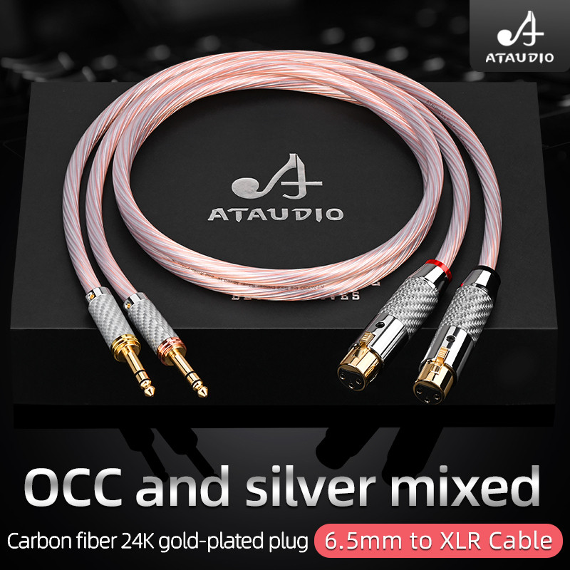 ATAUDIO OCC and Silver Mixed Hifi Dual TRS 6.35mm to Dual 3 Pin XLR Balanced Cable Hi-End 6.5mm ...