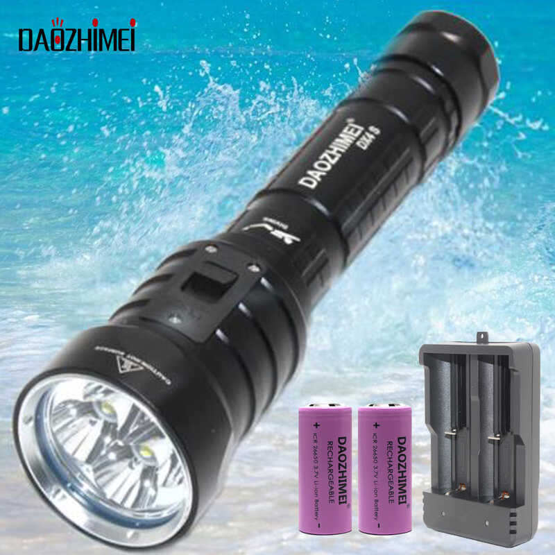 Waterproof IPX8 Professional Diver 4*L2 LED Flashlight Tactical Scuba ...