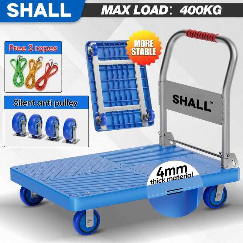 SHALL Foldable Push Cart Trolley With 360° Swivel Wheels - Heavy Duty ...