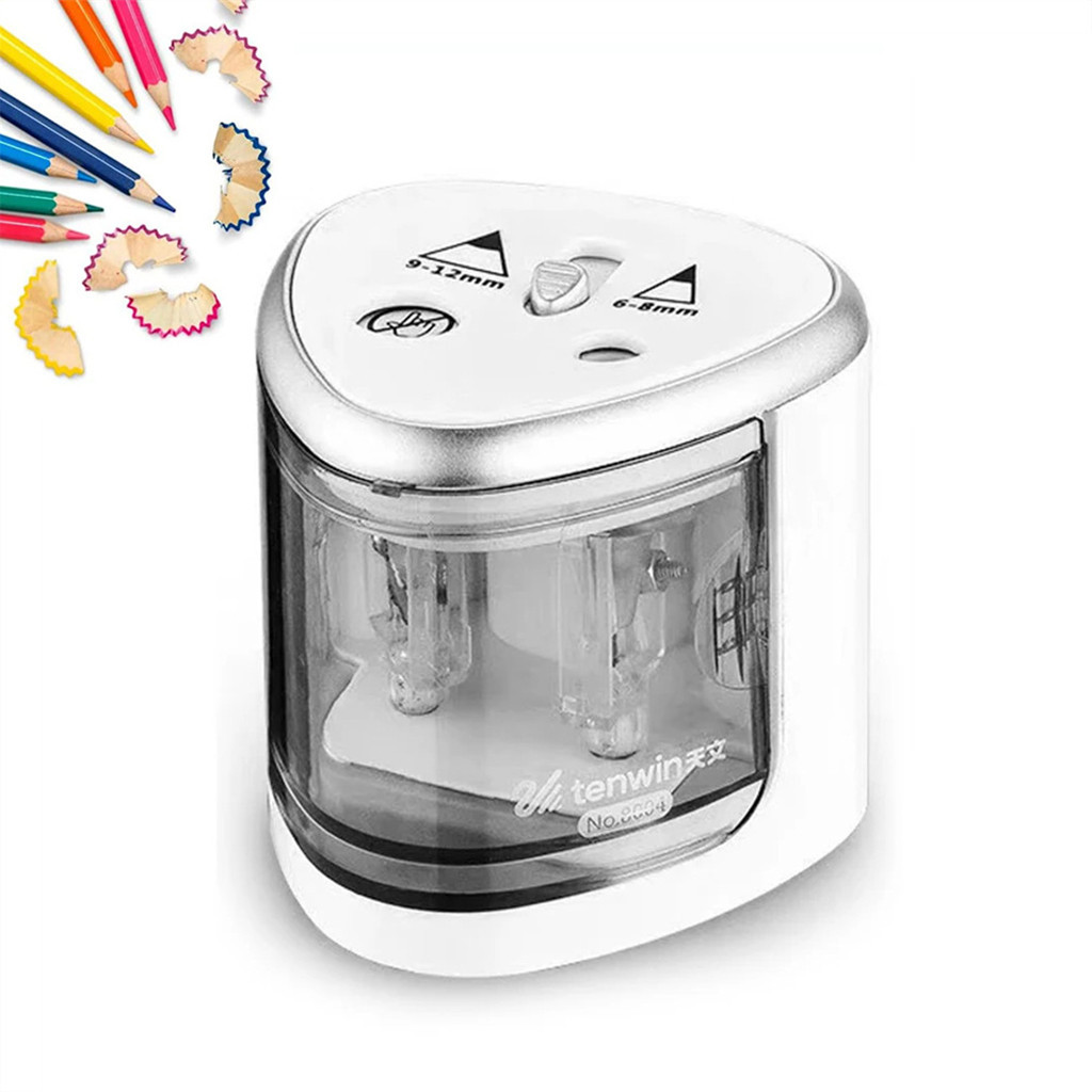 Pencil Sharpener Two Holes Desktop Electric Student Automatic Rotary ...