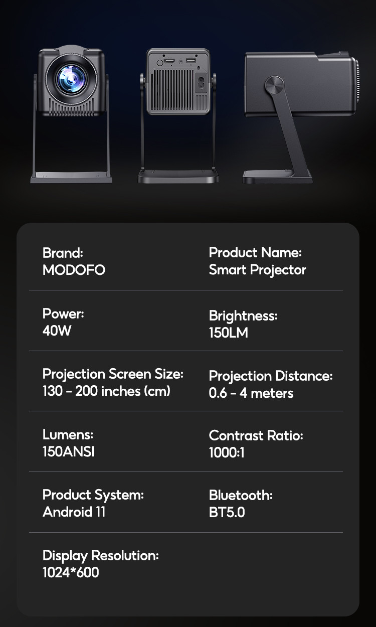 MODOFO K300 Projector 4K Full HD 1080P Portable Smart Projector For ...