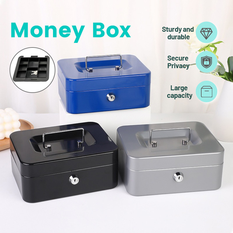 Portable Cash Box Money Box With Lock And Key, Sturdy Safes Cash ...