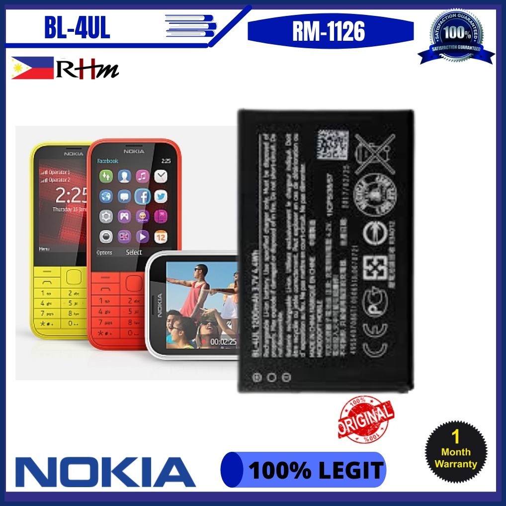 BL-4UL Battery For Nokia 230, 3310, RM 1101, 1102, 1126, 1172, LUMIA 225 | Shopee Philippines ...