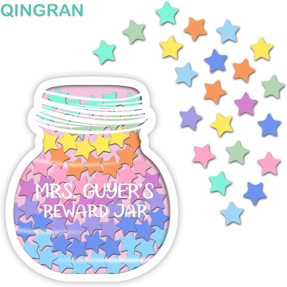 QINGRAN Positive Behavior Rewards Jar, Wooden Cartoon Kids Star Reward ...