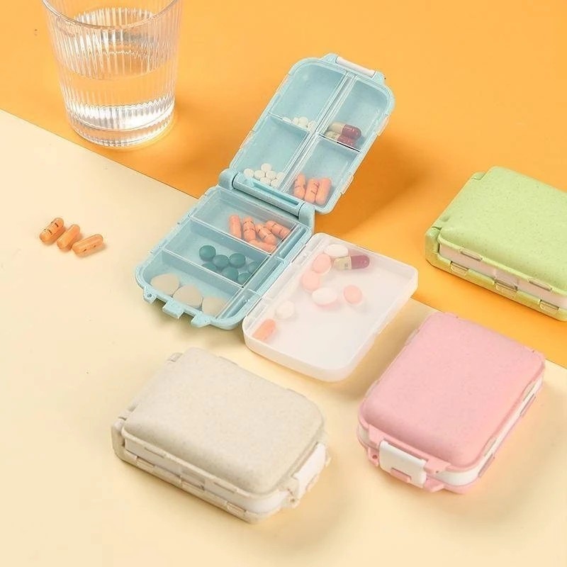 8 Divider Medicine Tablet Pill Folding Storage Box Clamshell Potion Box ...