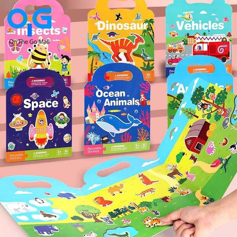 Children Reusable Sticker Book Puzzle Game DIY Cartoon Stickers ...