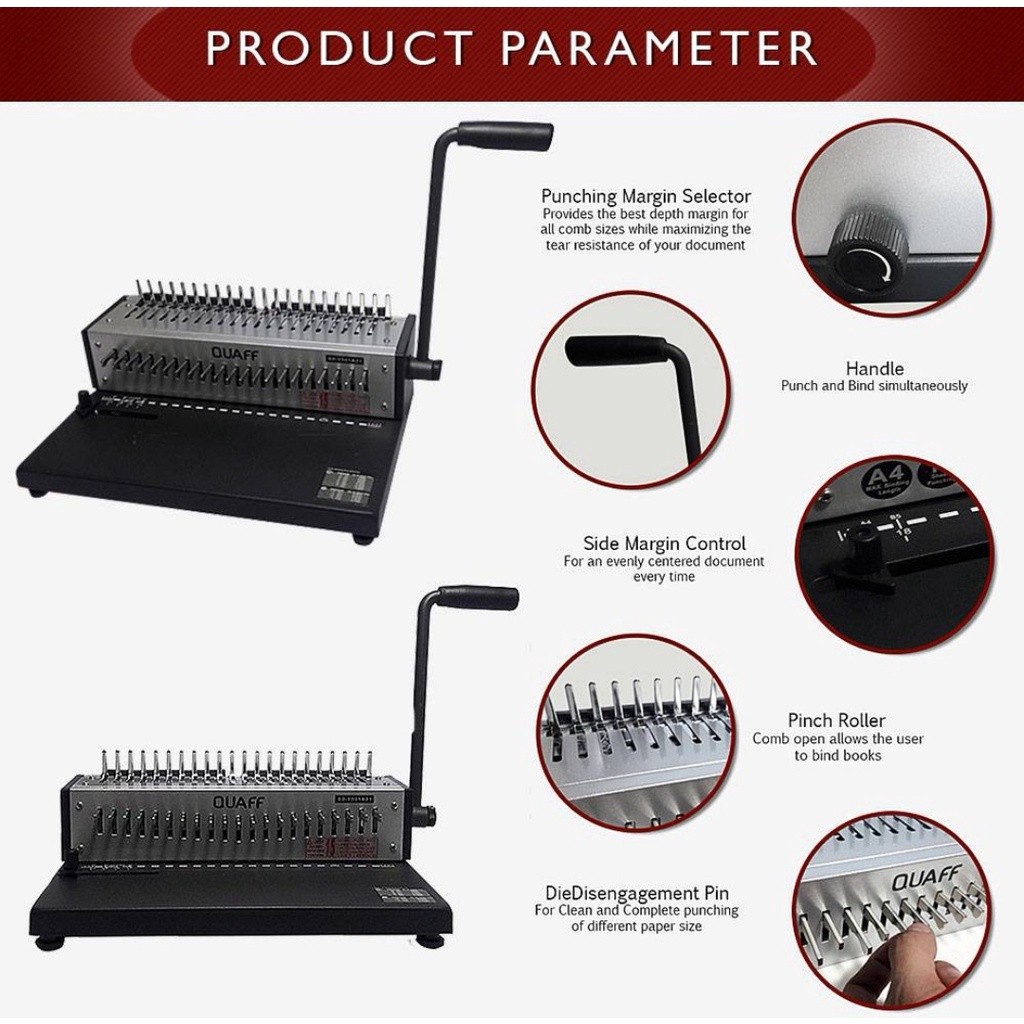 QUAFF Ring Binding Machine SD-1501A / Comb Binding Machine (with ...