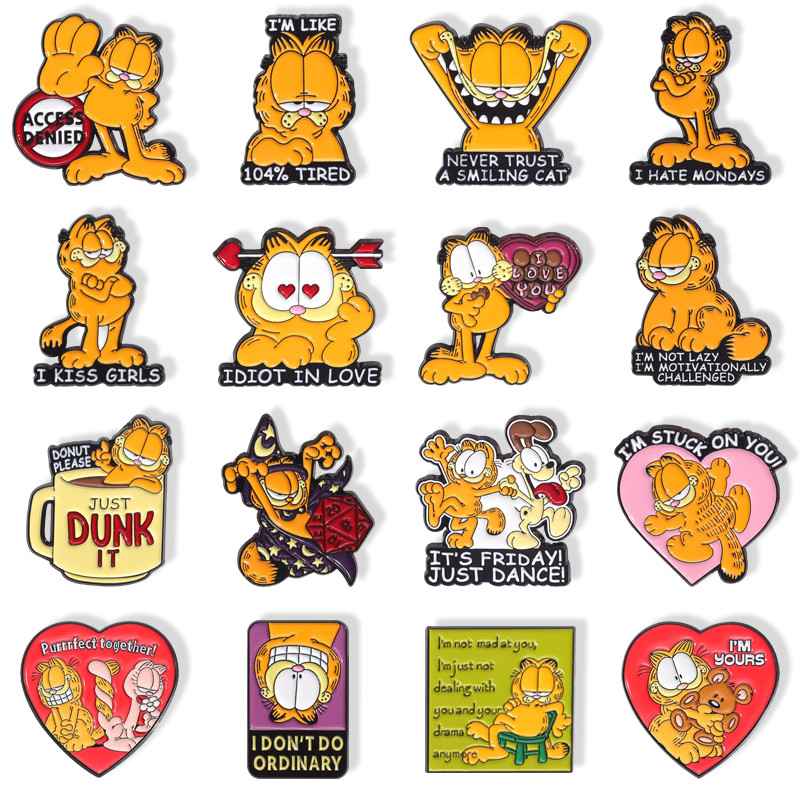 22 Styles Animated Movie The Garfield Show Enamel Brooch Cute Cartoon ...