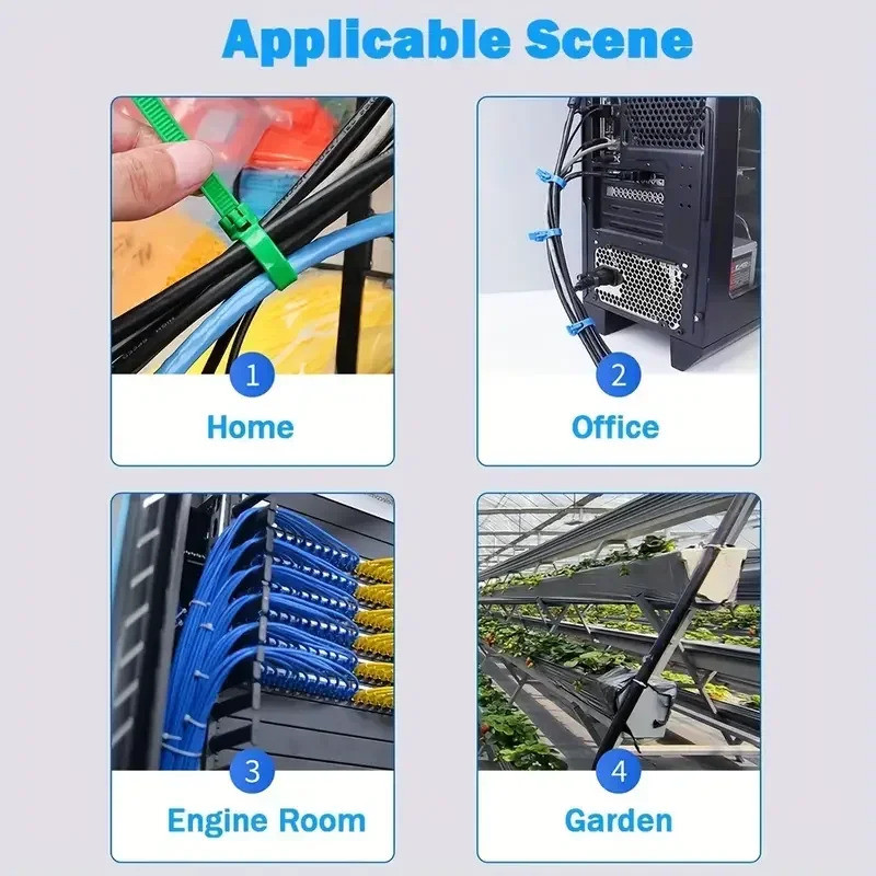 100 Reusable Cable Ties, Cable Lock Loop Nylon Ties Removable ...
