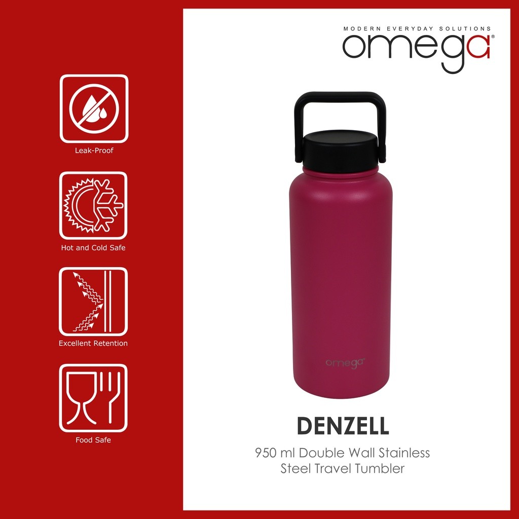 Omega Houseware Denzell Double Wall Insulated Stainless Steel Bottle ...