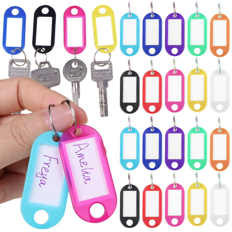 10/50Pcs Crystal Clear Plastic Key Ring Tags - Hotel Number ...