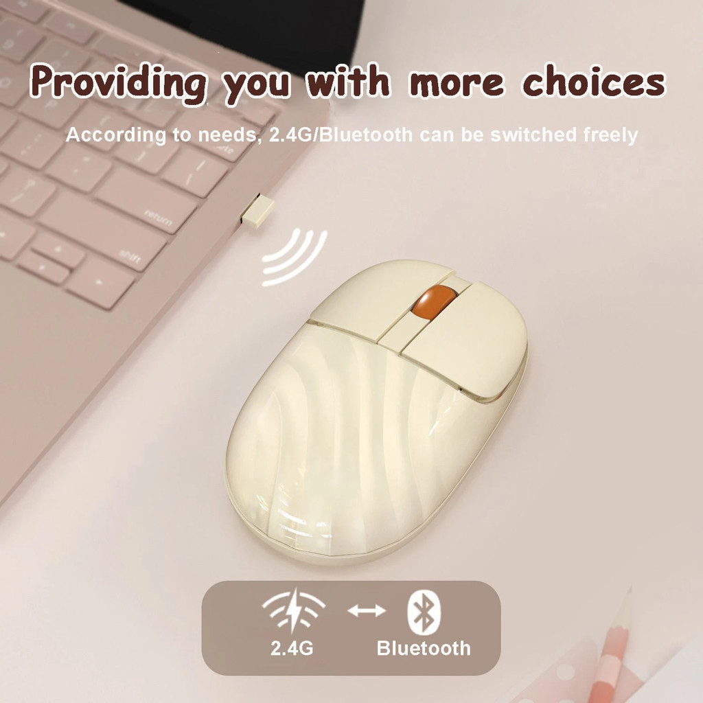 Wireless Mouse Computer Mouse Dual Mode Bluetooth+2.4G Cute Water Shape ...