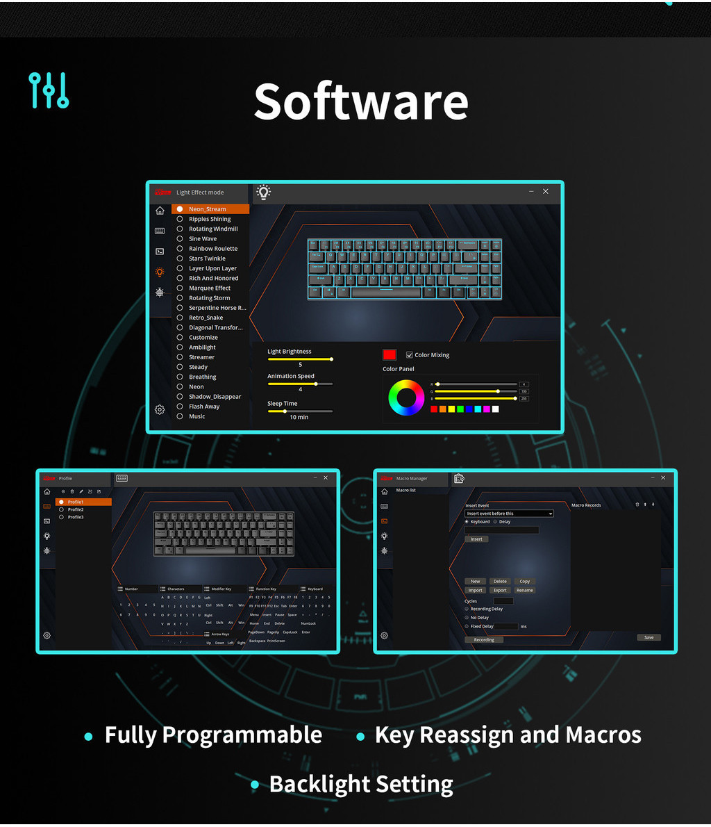 Royal Kludge RK92 Wireless Bluetooth 92 Key Three Mode Hotswap RGB ...