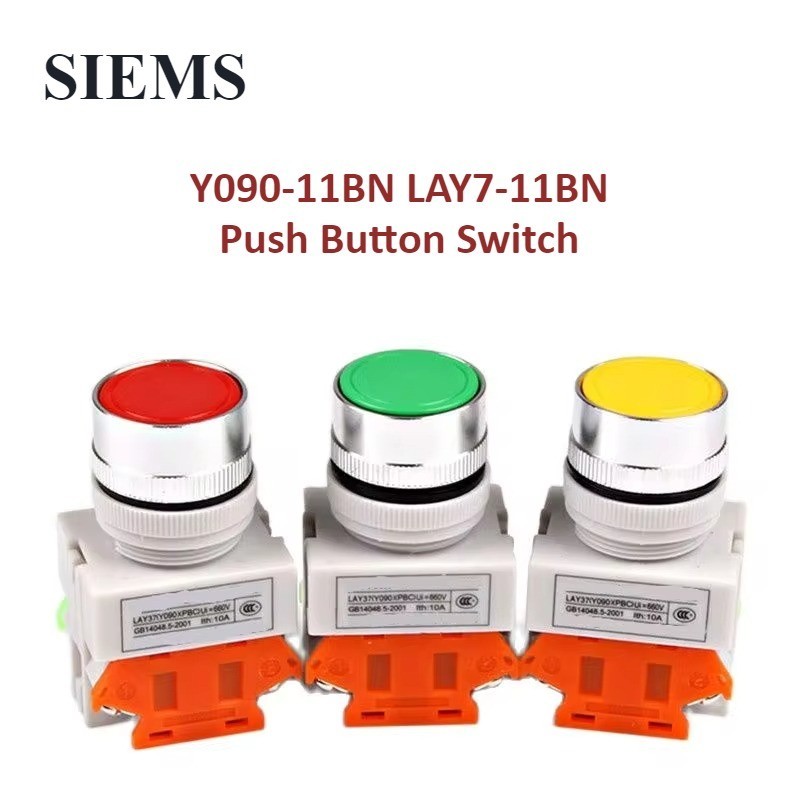 22mm Self-Resetting Y090-11BN LAY37 LAY7-11BN Push Button Switch Silver ...