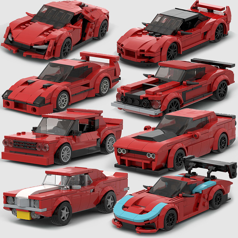 MOC Racing Sports Car Vehicle City Speed Champion Racer Technique Building Bloc Brick Set ...