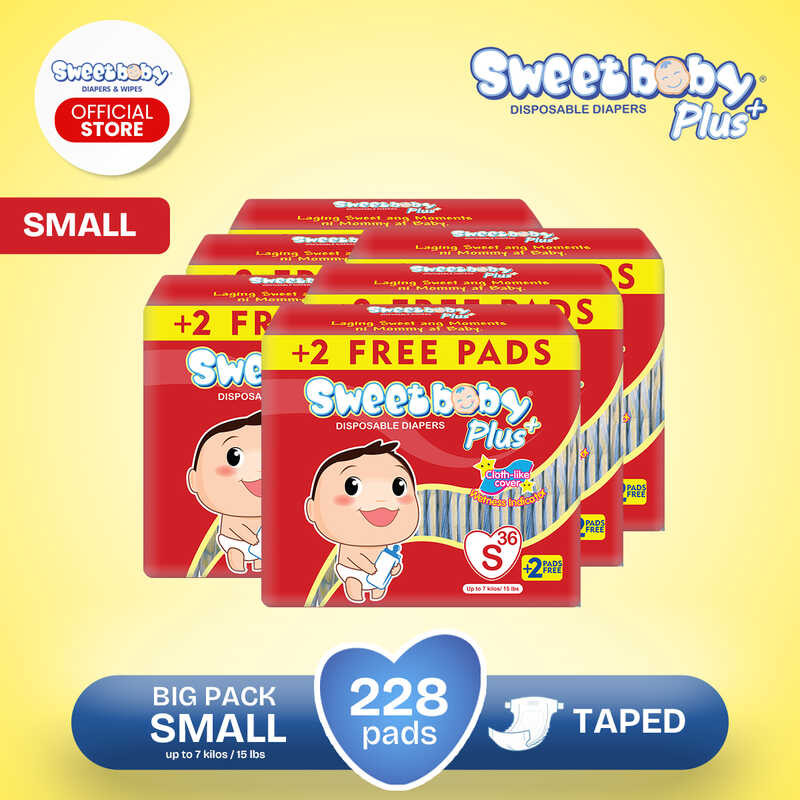 SWEETBABY PLUS BIG PACK TAPED SMALL 36+2 X 6 PAC - DISPOSABLE DIAPER ...