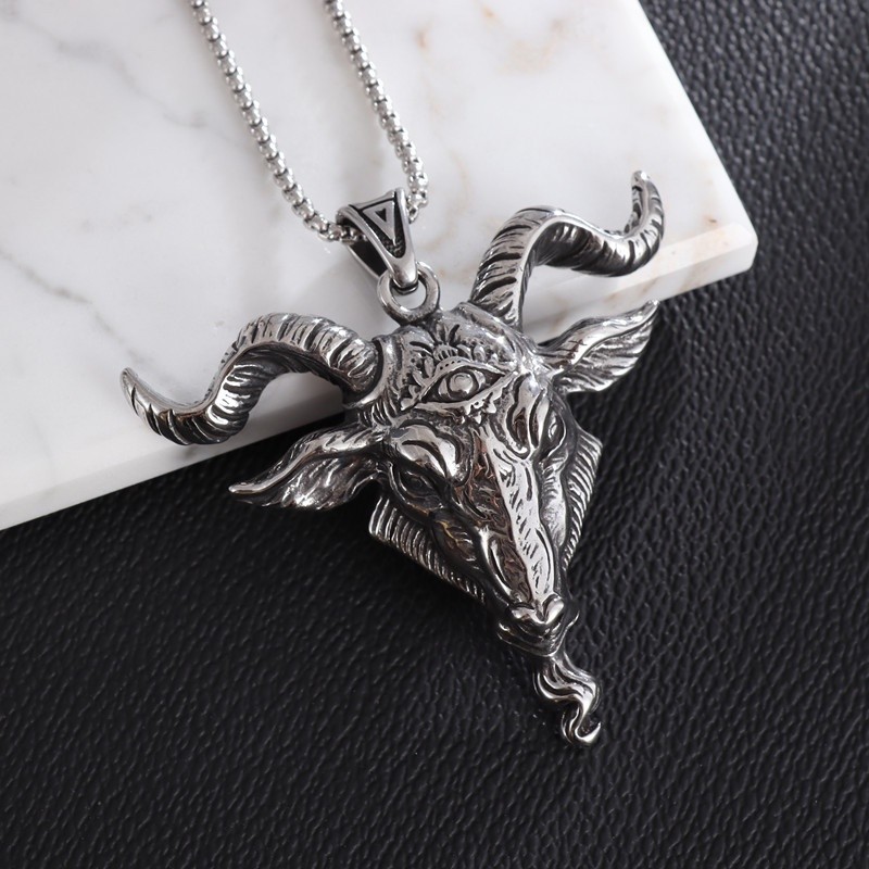 Satan Necklace Goat Head Demon Eye Baphomet Pendant Chain for Men Women ...
