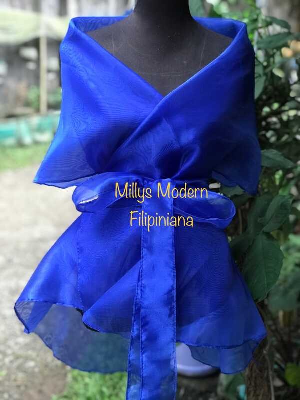 & Modern Filipiniana Wrap Around / Plain Royal Blue Panuelo Alampay ...