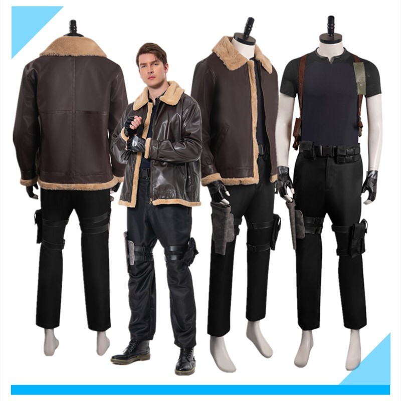 § Men Sy Leon Cosplay Scott Kennedy Costume Coat Pants Gloves Outfits ...