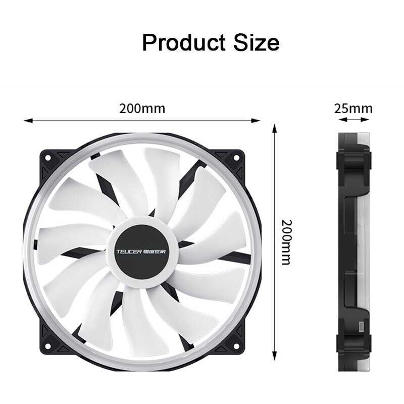 TEUCER Fd200 200Mm ARGB Computer Case Fan 5V 3Pin LED Coog Fans Desop ...