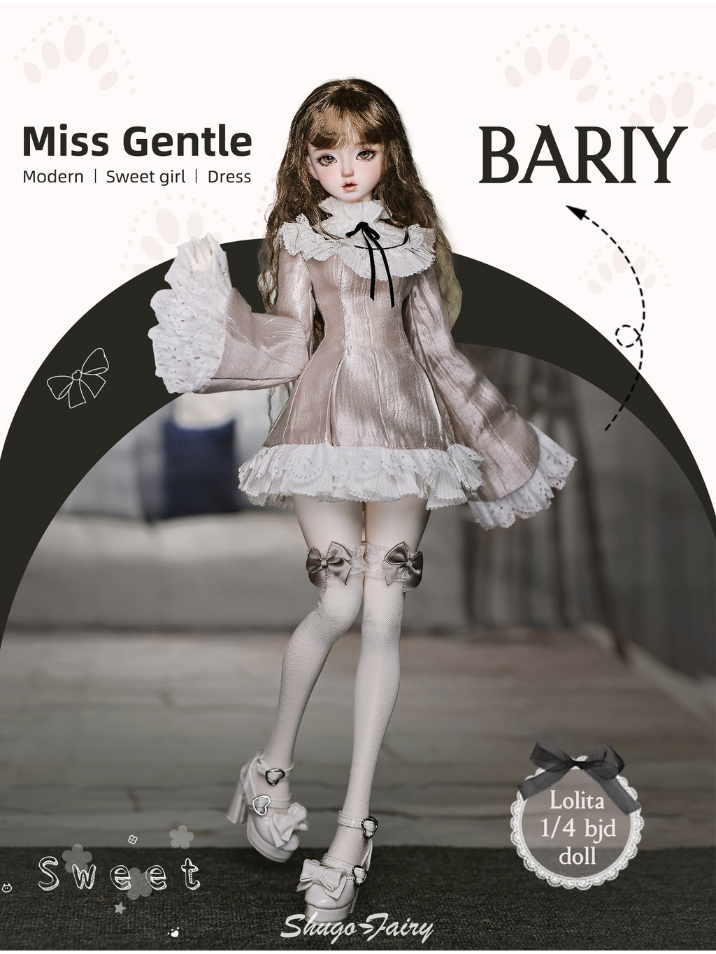 ShugaFairy Bariy Bjd Doll 1/4 Head Bariy Body Modern Sweet Lolita Style ...