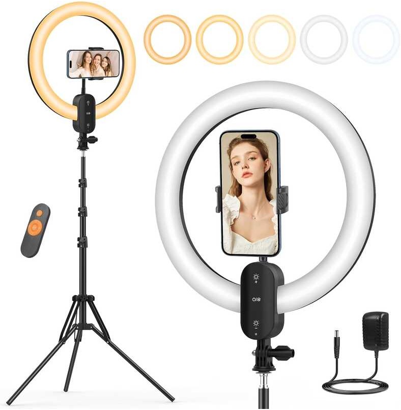 inch circular 12 light with tripod stand, 2800mAh rechargeable LED ...