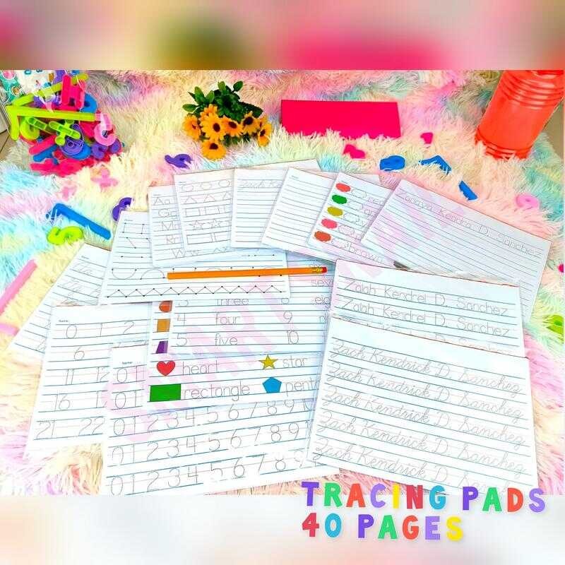 TRACING PAD 40 pages (Name, Alphabet, Lines, Cursive, Name, Colors ...