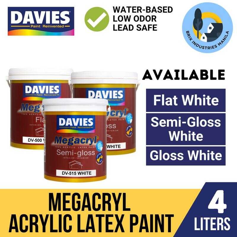 Davies Megacryl Premium Paint 4 Liters (Gallon) Flat/Semi-Gloss/Gloss ...