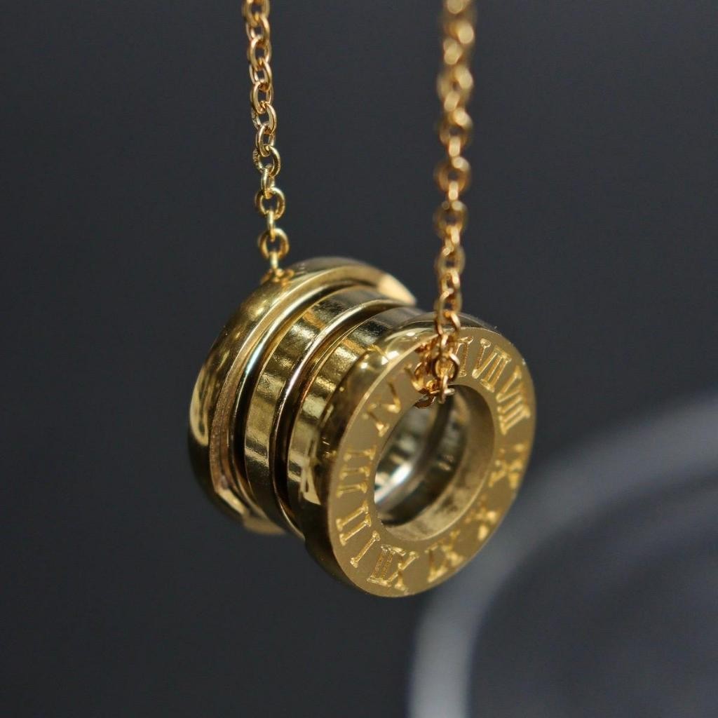 ♞HB Jewelry ASHA Engraved Roman Numerals Geometric Pendant Chain Necklace Fashion Accessories ...