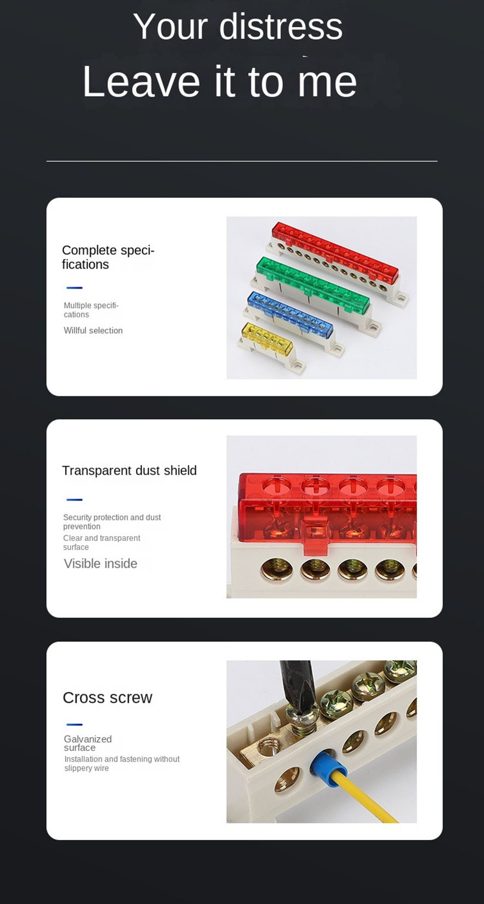 Neutral Terminal Block3/4/5/6/7/8/10/12/15Distribution Box Busbar ...