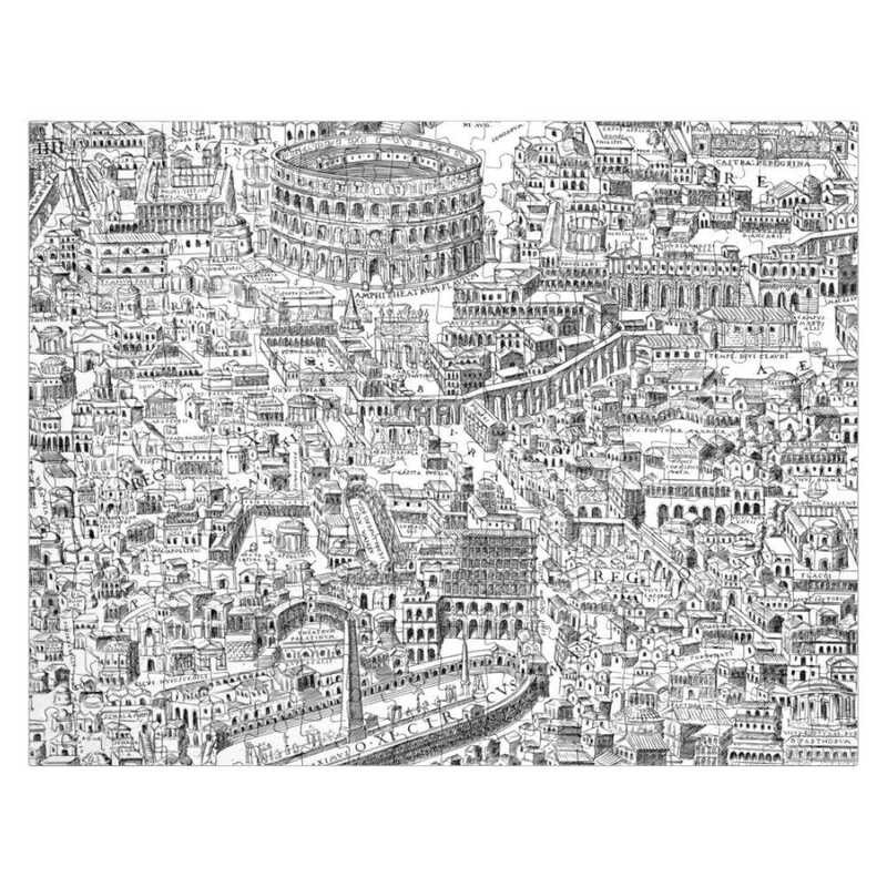 A A Ancient Rome Historic Line Drawing Jigsaw Wooden Name Custom Puzzle ...