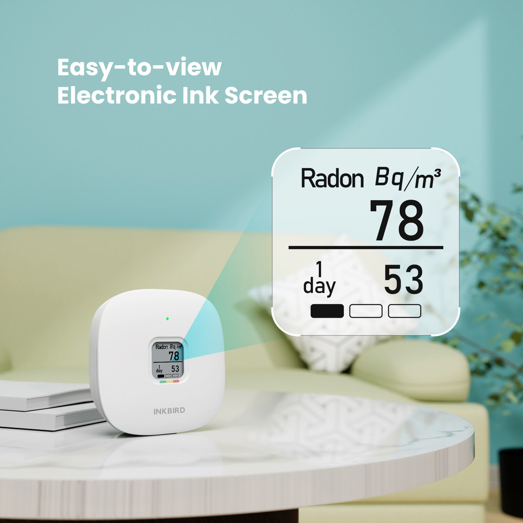 INKBIRD INK-RD3 Smart Home Radon Detector LED Light and Alert Alarmwith ...
