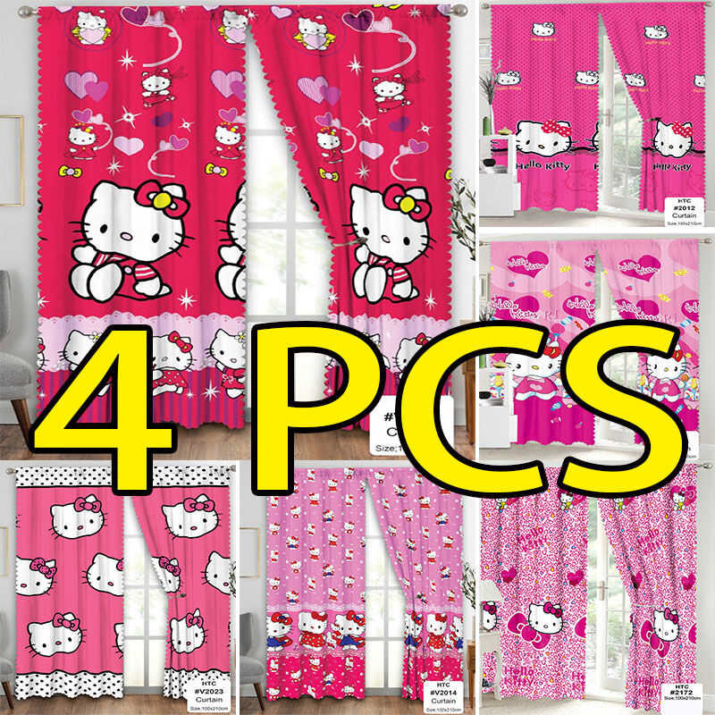 4Pcs Hello Kitty Curtain Sale 3 For 100 Makapal Cartoon Kids Room ...