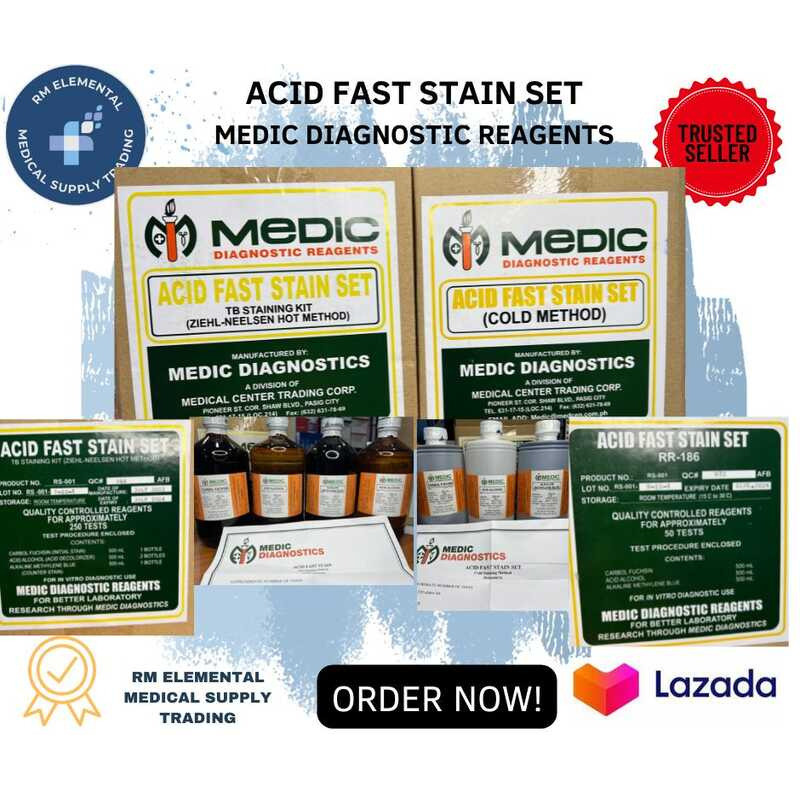 ACID FAST STAIN SET (Cold AND HOT Method) MEDIC DIAGNOSTIC REAGENT Dgyr ...