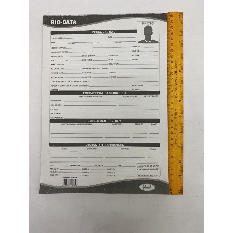 COD J&T EXPRESS 250pcs / 5 pads Bio-Data Biodata Form School Office ...