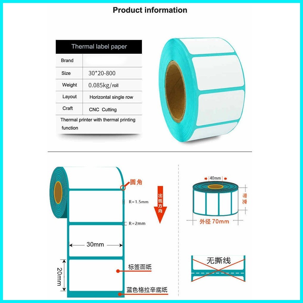 30 X 20MM Thermal Printable Labels 50, 100 Rolls For Barcode, Shipping ...