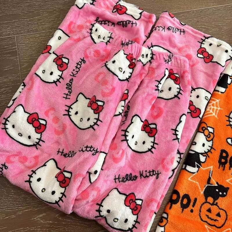 Anime 2024 Hello Kitty Y2k Sanrio Pamas Kawaii Woolen Cartoon Casual ...