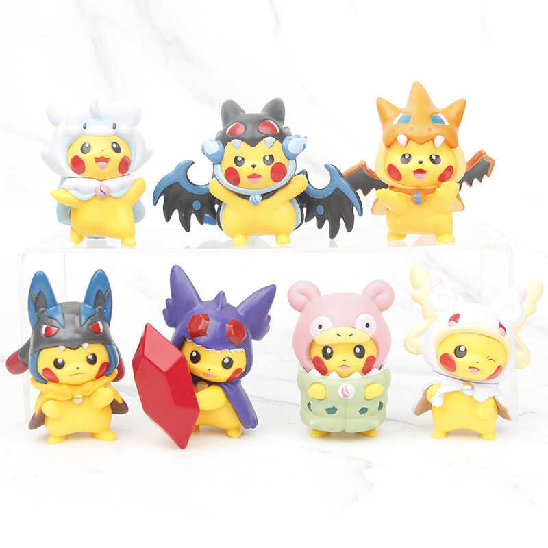 Pikachu 7Pcs/Set - Bilang Charizard Lucario Slowbro Figure Games 7Cm ...