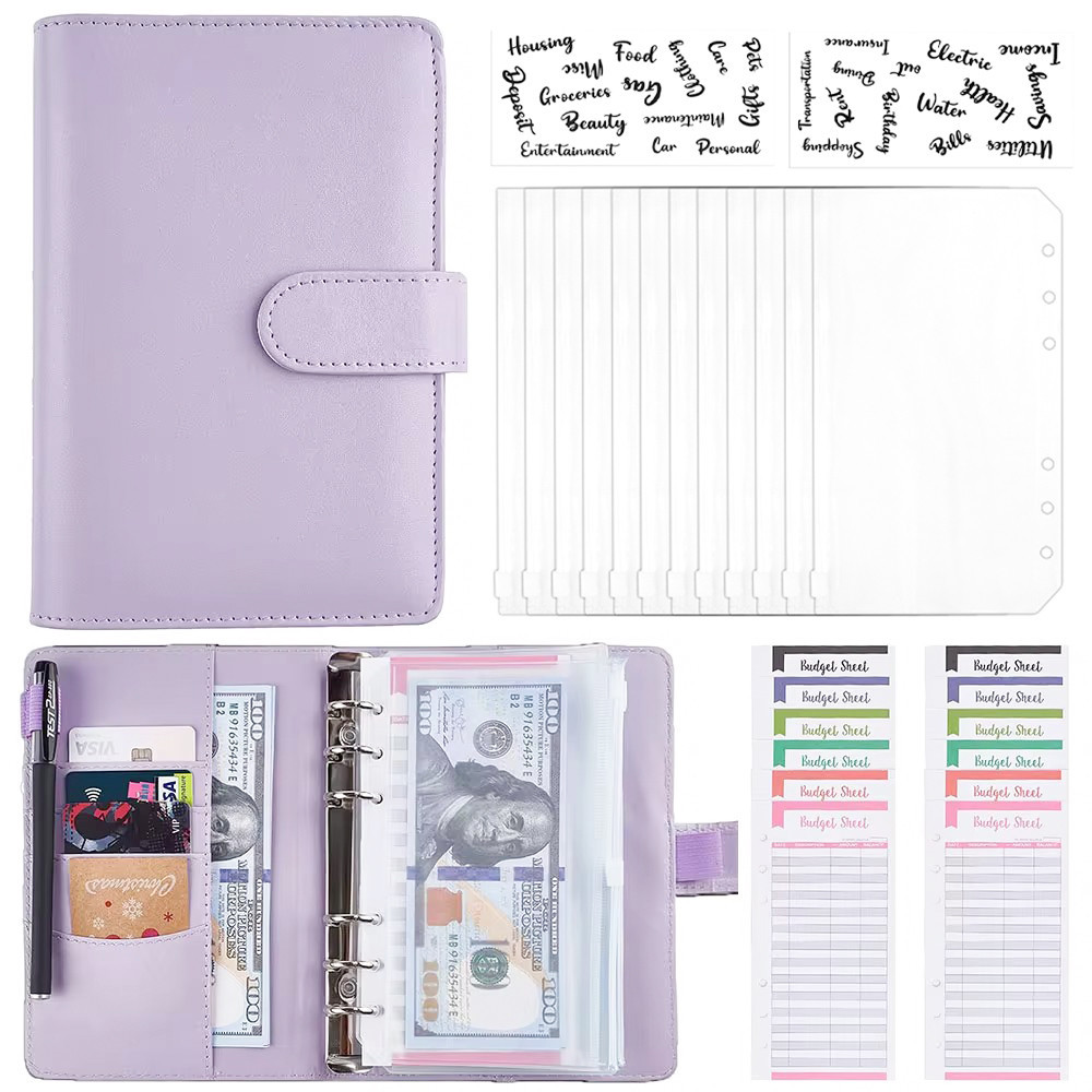 PU Leather Budget Binder Notebook - For Financial Management Saving ...