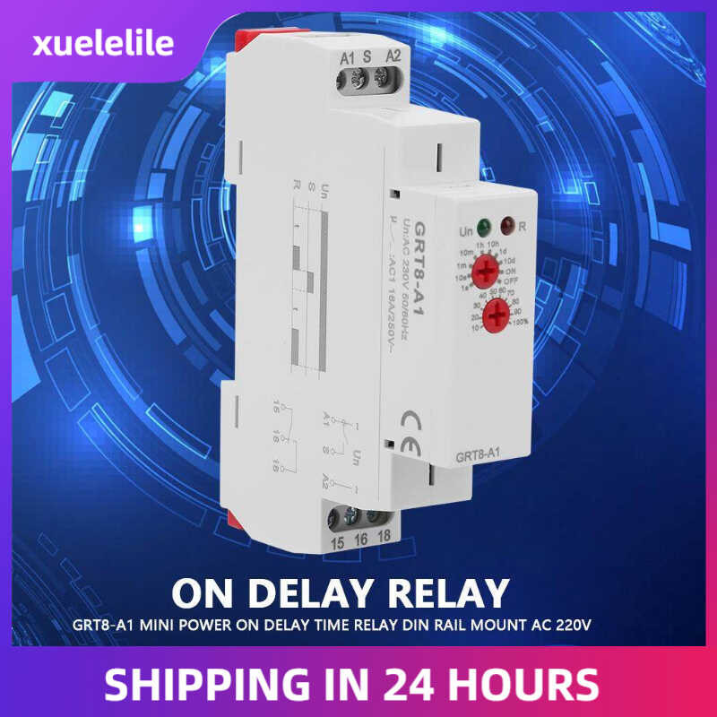Mini Grt8-A1 Power On Delay Time Relay DIN Rail Mount AC 220V | Shopee ...