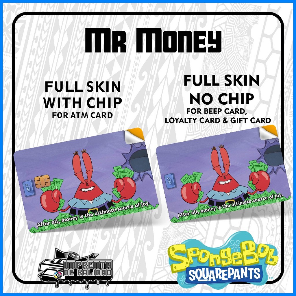 Spongebob meme Skin Card Sticker Vinyl Debit/ATM/beep card sticker skin ...