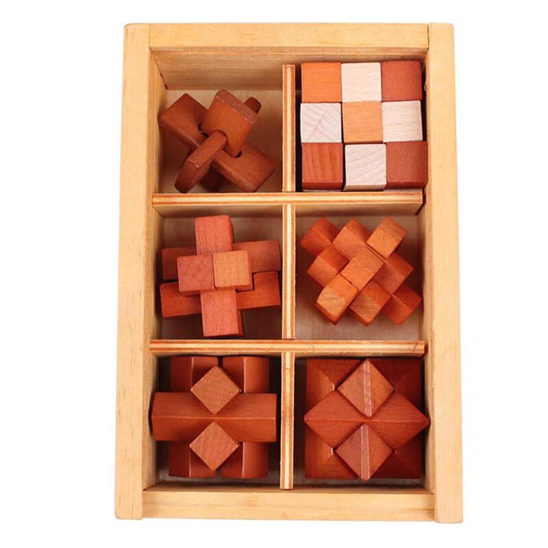 Wooden ∮ Luban Lock Puzzle Box Brain Teaser IQ Test Toys Educational ...