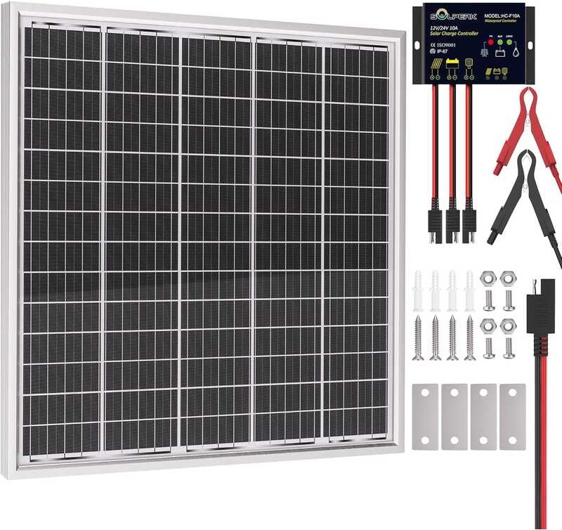 SOLPERK 50W 24V Solar Panel, Solar Cell Trickle Charger Maintenance ...