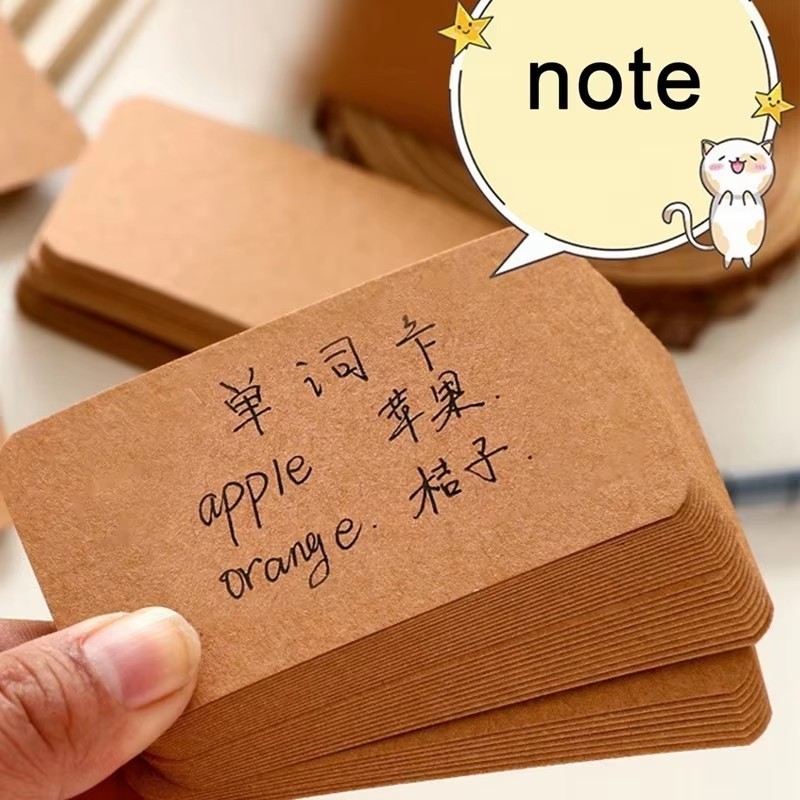 100Pc/Box Double Sided Kraft Paper Blank Card - Portable Message Memo ...