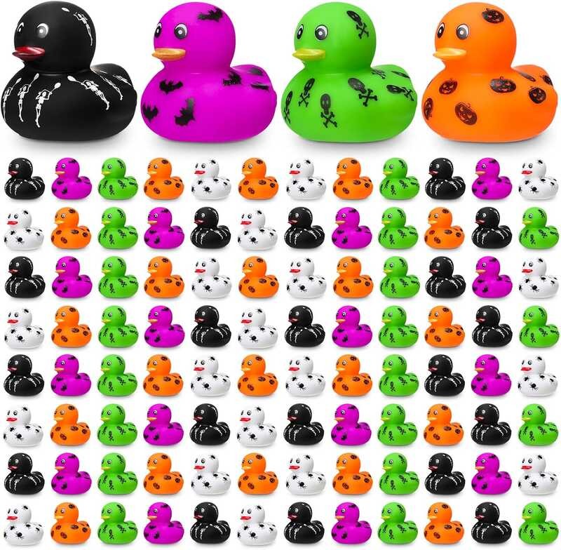 Wettarn 20 Pcs Duc 2 Inch Mini Rubber Duckies Bath Ghosts Pumpkins ...