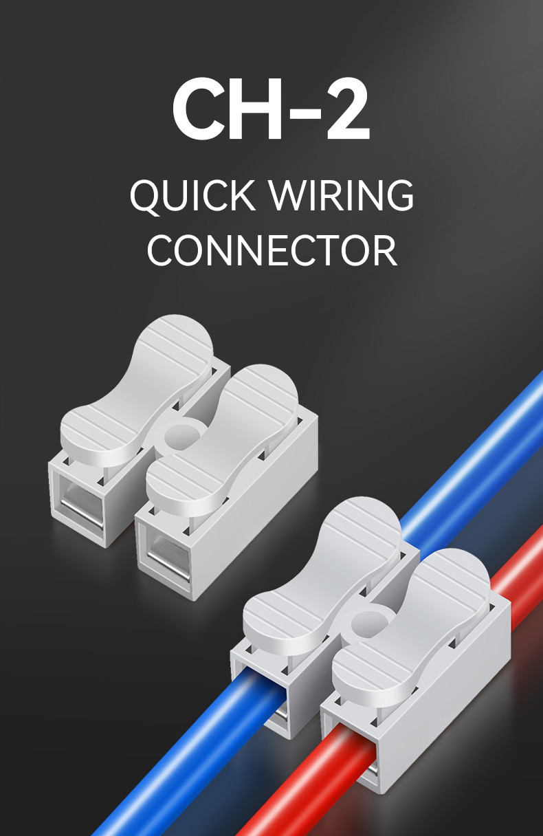 220V CH-2 Wire Cable Connectors 2 IN 2 OUT Convenient Press 0.5-2.5m ...