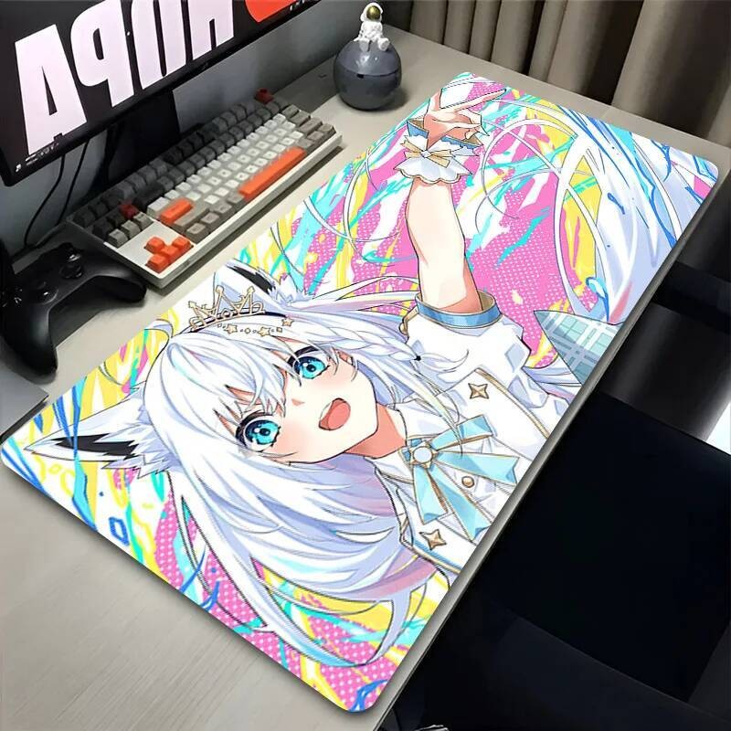 Laptop Mouse Pad Hololive Shirakami Fubuki Anime Desk Mat Cute Keyboard ...